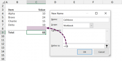 How to create a relative named range in Excel
