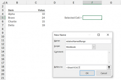 How to create a relative named range in Excel