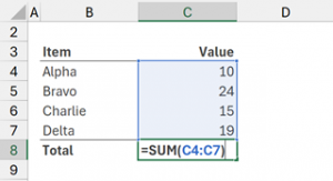 How to create a relative named range in Excel