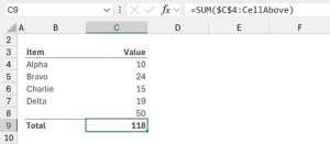 How to create a relative named range in Excel