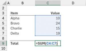 How to create a relative named range in Excel