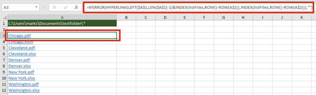 Excel function to list files in a folder without VBA - Excel Off The Grid