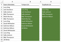 How to list duplicate values (or unique values) in Excel