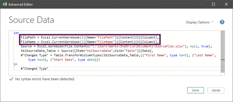 Change the Power Query source based on a cell value
