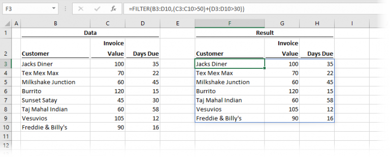 FILTER function in Excel (How to + 8 Examples)