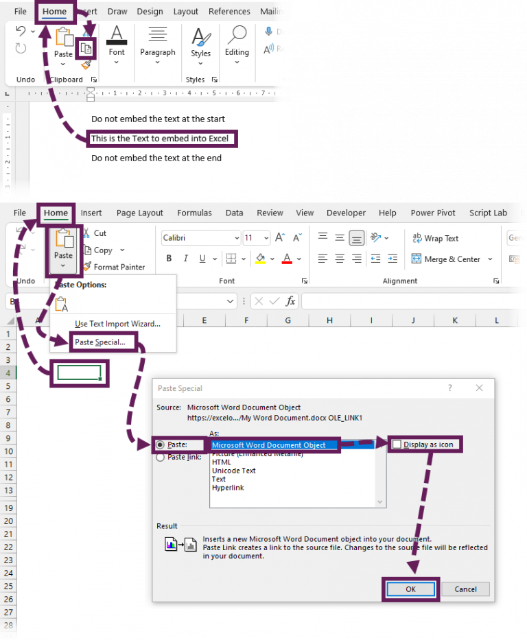 5 quick ways to embed a Word document in Excel