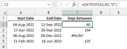 How to subtract dates in Excel to get days