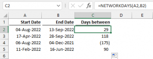 How to subtract dates in Excel to get days