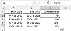 How to subtract dates in Excel to get days