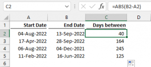 How to subtract dates in Excel to get days
