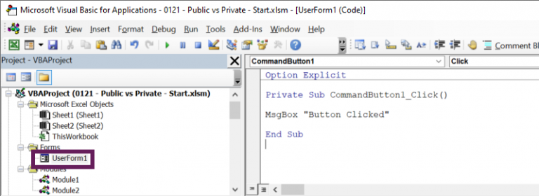 Private vs Public Subs, Variables & Functions in VBA