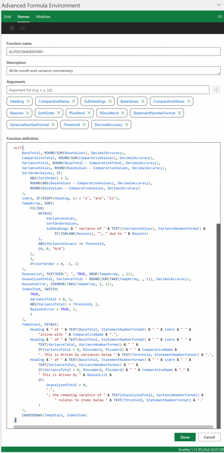 Automatic commentary writing formula in Excel - Amazing LAMBDA