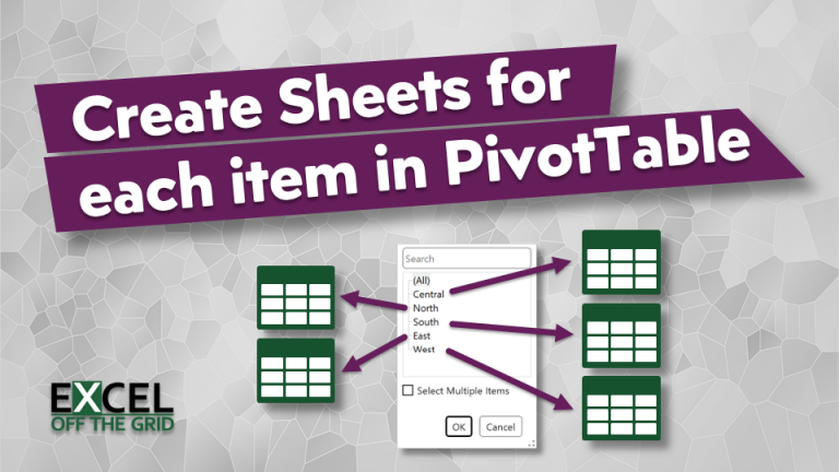 How To Create Sheets For Each Item In Pivottable Field