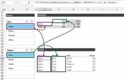 How to use slicers with PIVOTBY, GROUPBY & FILTER in Excel