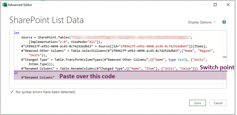 How to change source connector in Power Query